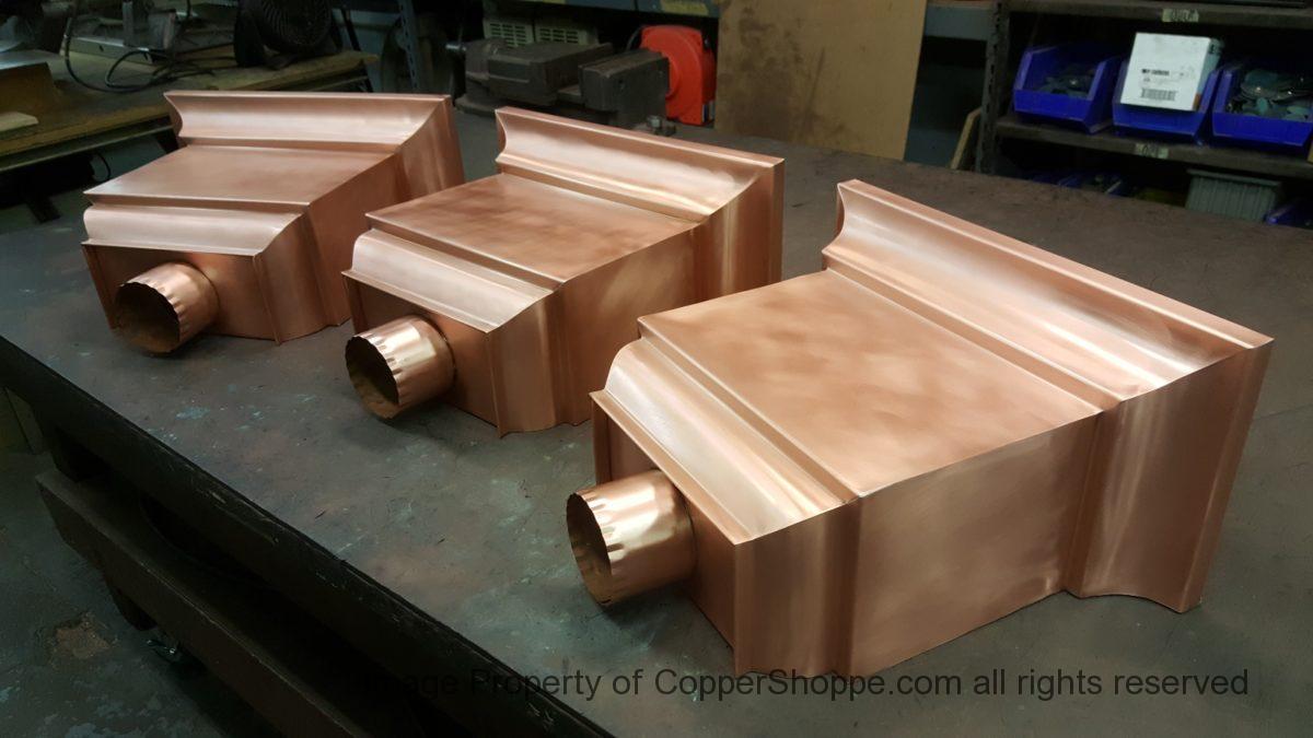 Troubadour Copper Leader Heads Collector Boxes with Scupper Openings ...